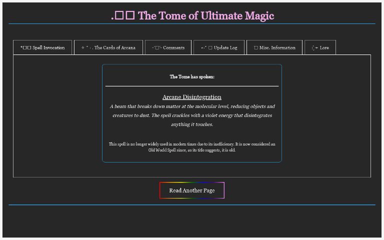.ೃ࿐ The Tome of Ultimate Magic ― Perchance Generator