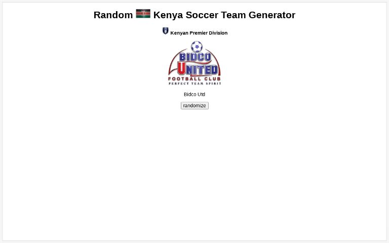 Random Kenya Soccer Team Generator