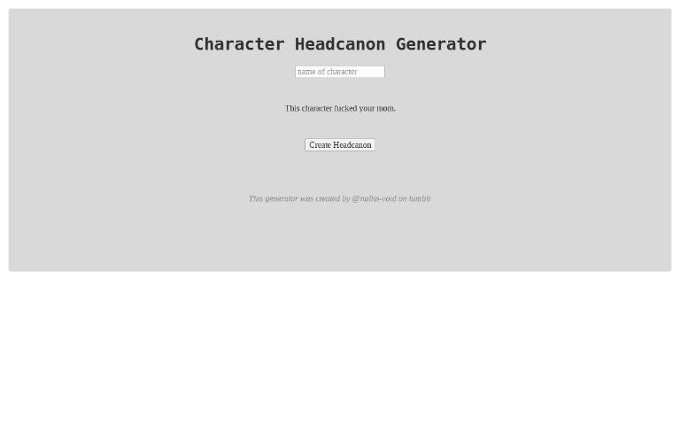 Character Headcanon Generator