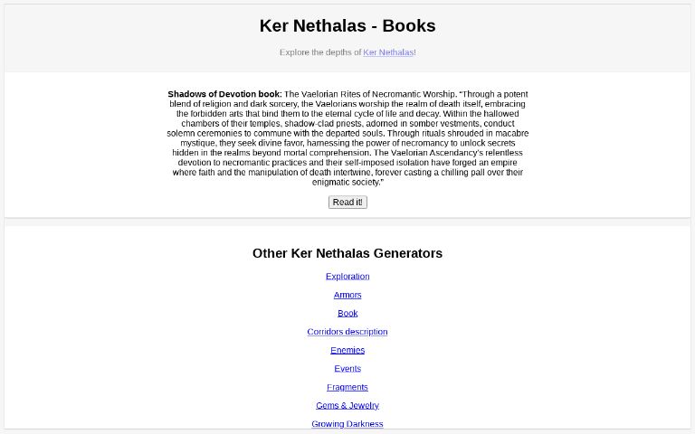 Ker Nethalas - Books ― Perchance Generator