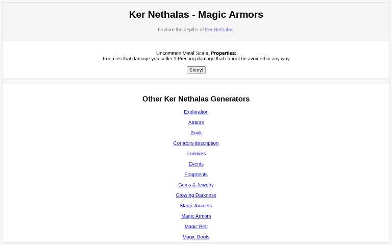 Ker Nethalas - Magic Armors ― Perchance Generator