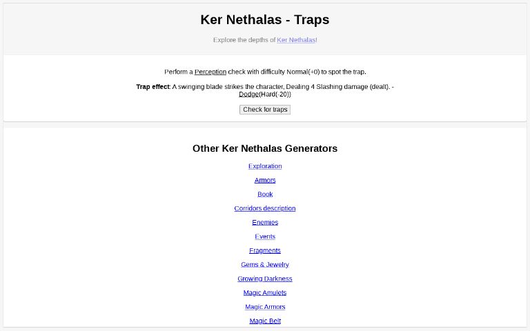 Ker Nethalas - Traps ― Perchance Generator