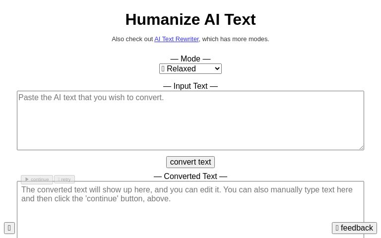Humanize - AI Text Converter (free, no sign-up, unlimited) ― Perchance ...