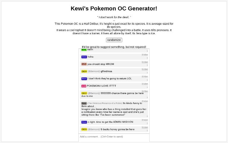 Pokemon OC Generator