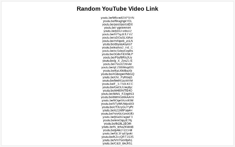 Random YouTube Video Link ― Perchance Generator