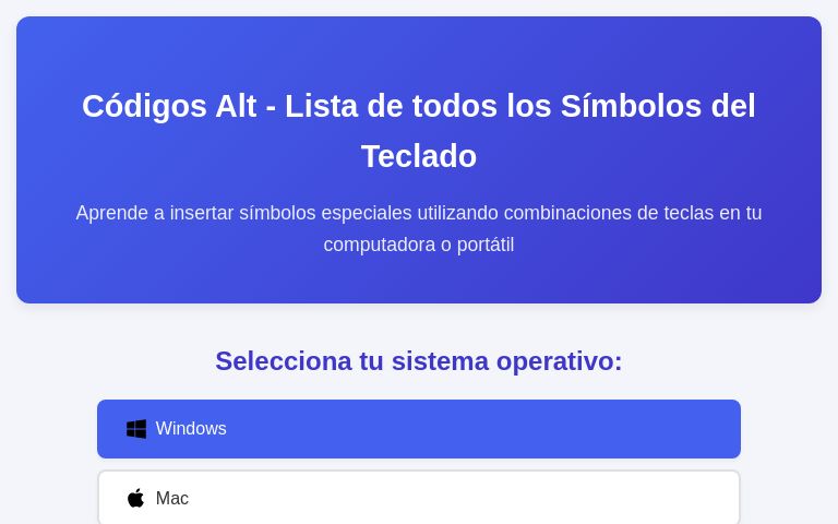 Códigos Alt - Lista de todos los Símbolos del Teclado ― Perchance Generator