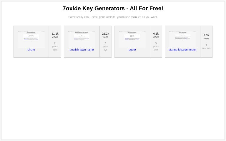 7oxide Key Generators - All For Free!