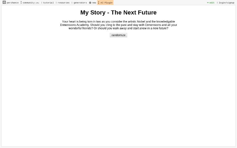 My Story - The Next Future ― Perchance Generator