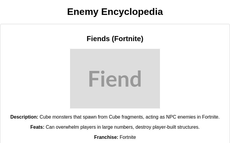 Enemy Encyclopedia ― Perchance Generator
