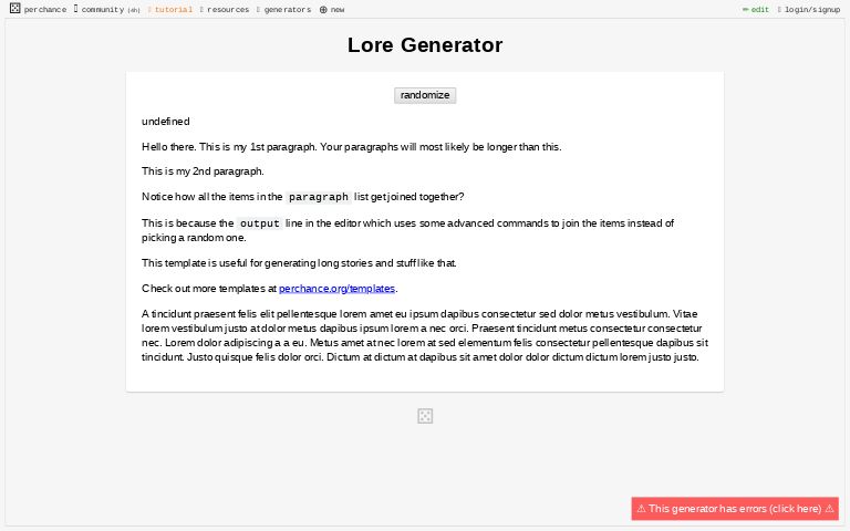 Lore Generator