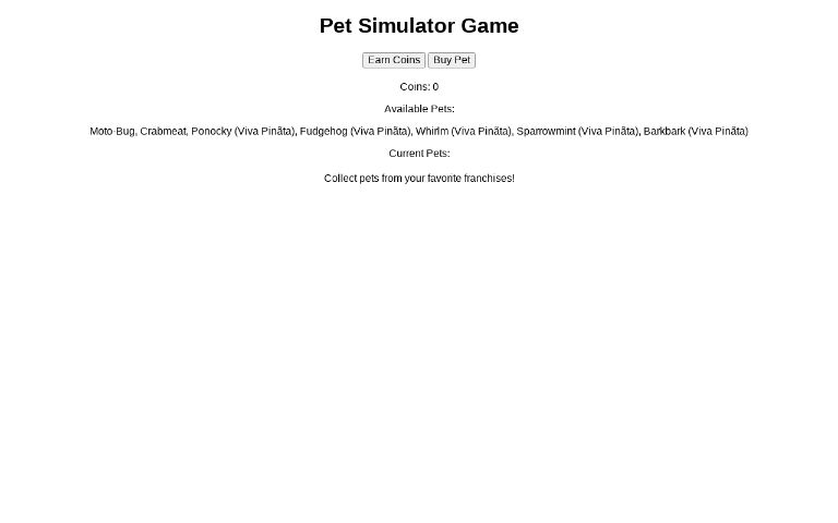 Pet Simulator Game ― Perchance Generator