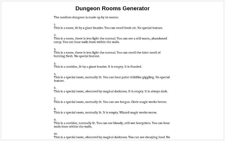 Dungeon Rooms Generator
