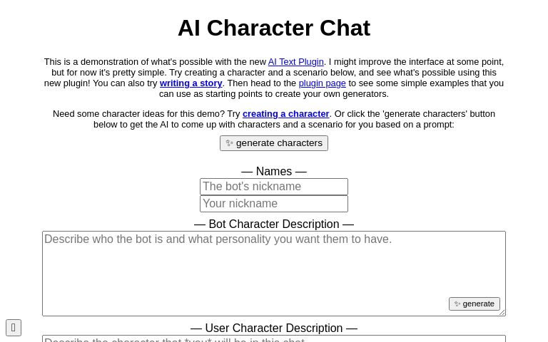 AI Character Chat (free, no sign-up, unlimited)