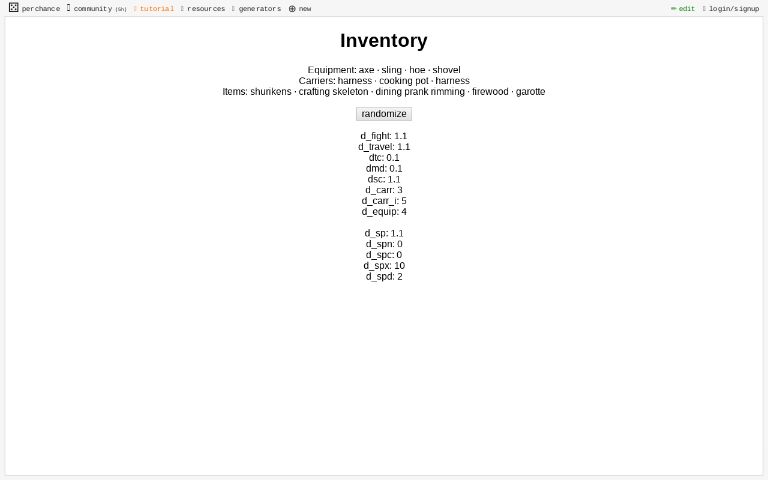 Inventory ― Perchance Generator