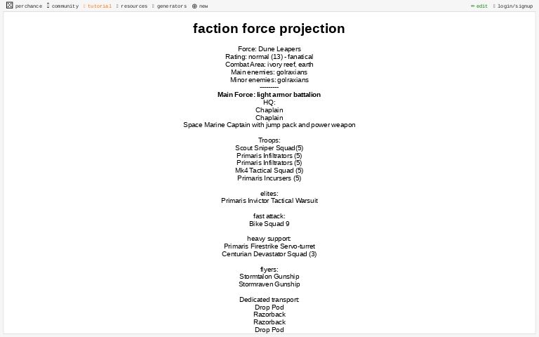 faction force projection ― Perchance Generator