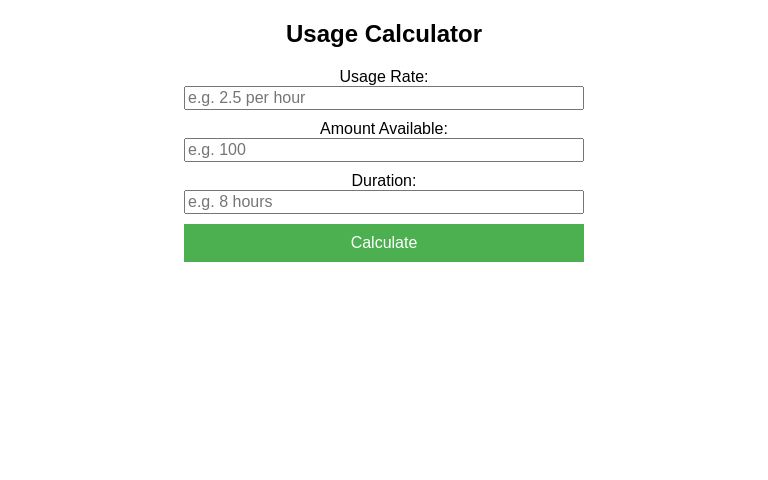 Usage Calculator ― Perchance Generator