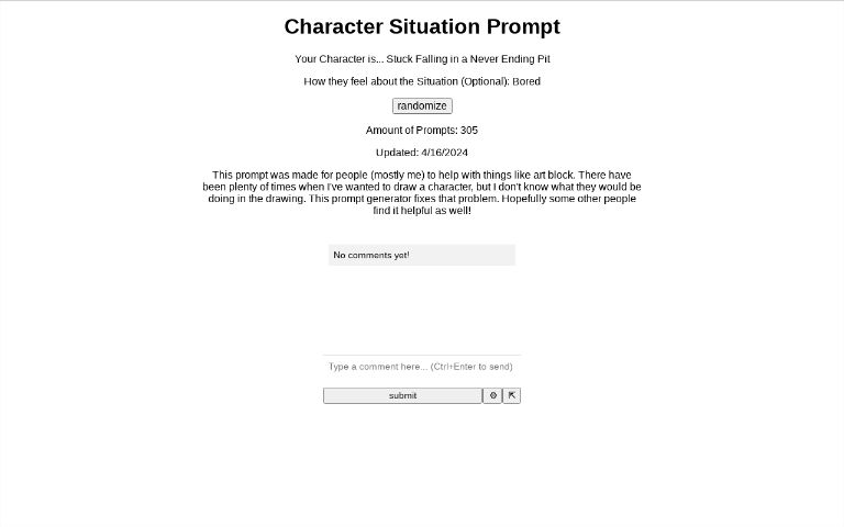 Character Situation Prompt ― Perchance Generator