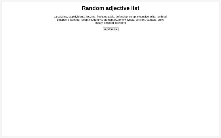 Random adjective list ― Perchance Generator