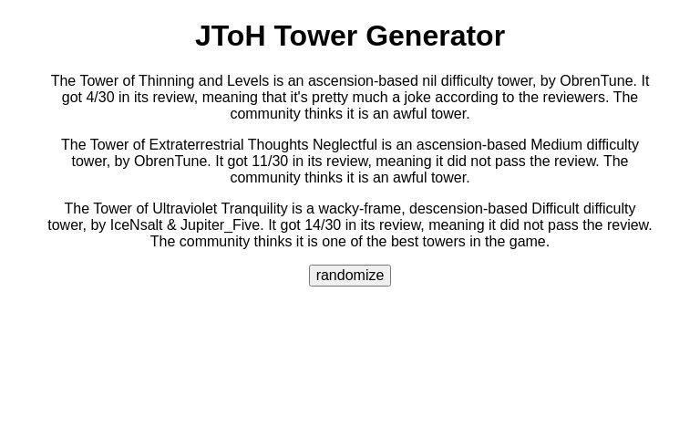 JToH Tower Generator