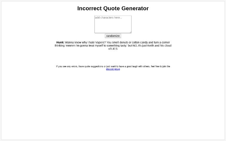 Incorrect Quote Generator