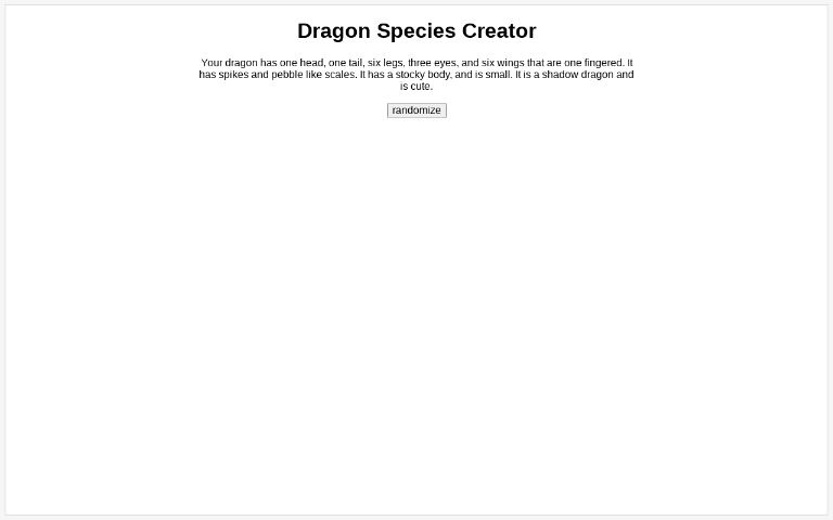 Dragon Species Creator ― Perchance Generator