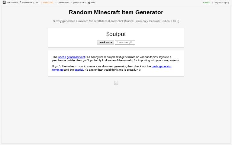 Random Minecraft Item Generator