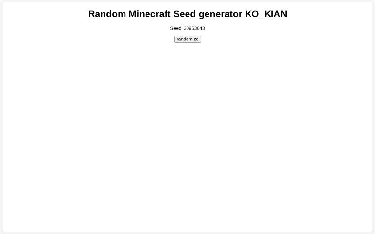 Random Minecraft Seed generator KO_KIAN