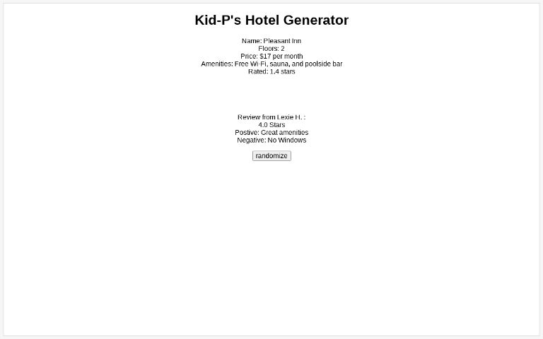 Kid-P's Hotel Generator