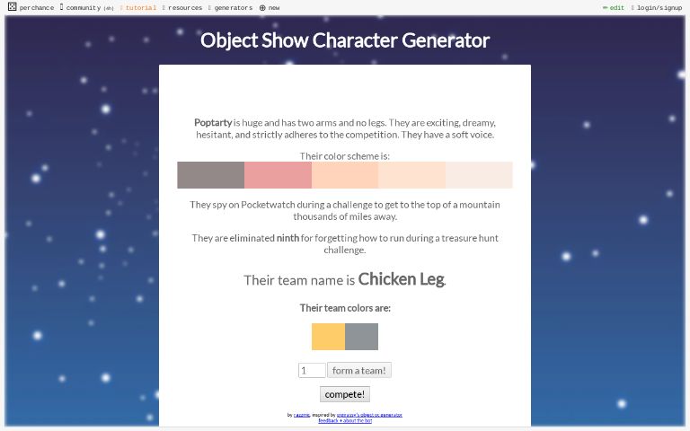Object Show Character Generator