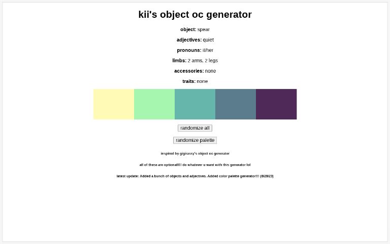 kii's object oc generator