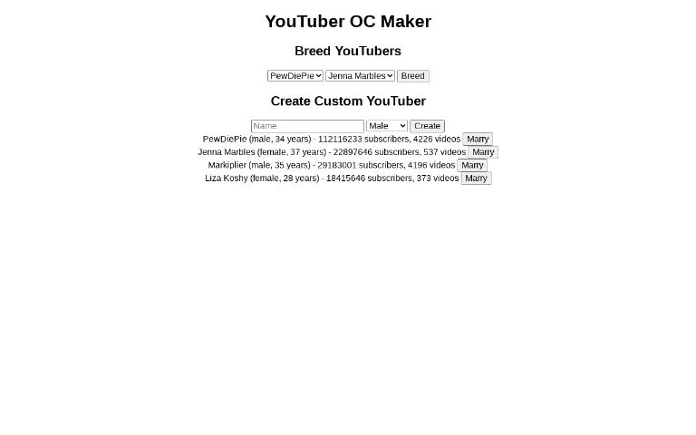 YouTuber OC Maker ― Perchance Generator