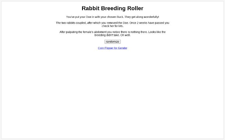 Rabbit Breeding Roller ― Perchance Generator