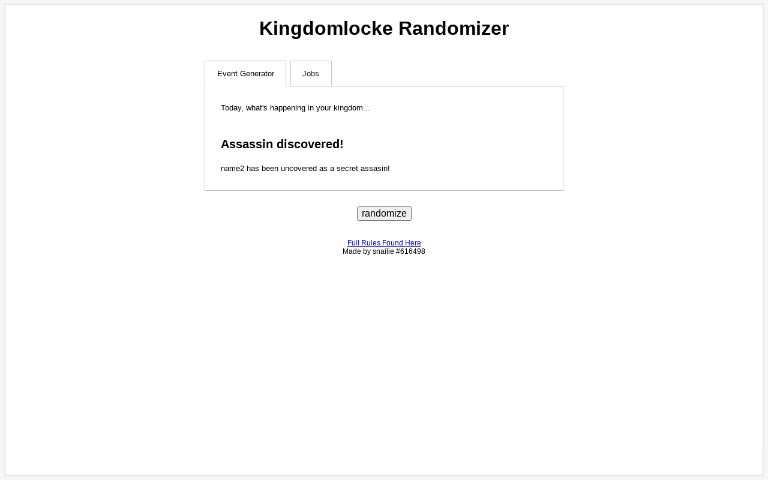 Kingdomlocke Randomizer ― Perchance Generator