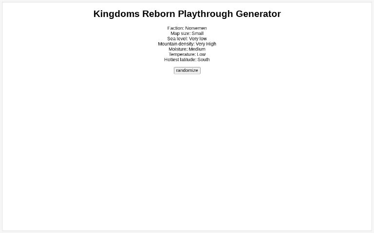 Kingdoms Reborn Playthrough Generator