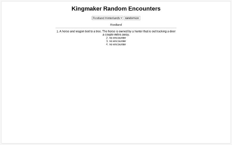 Kingmaker Random Encounters ― Perchance Generator
