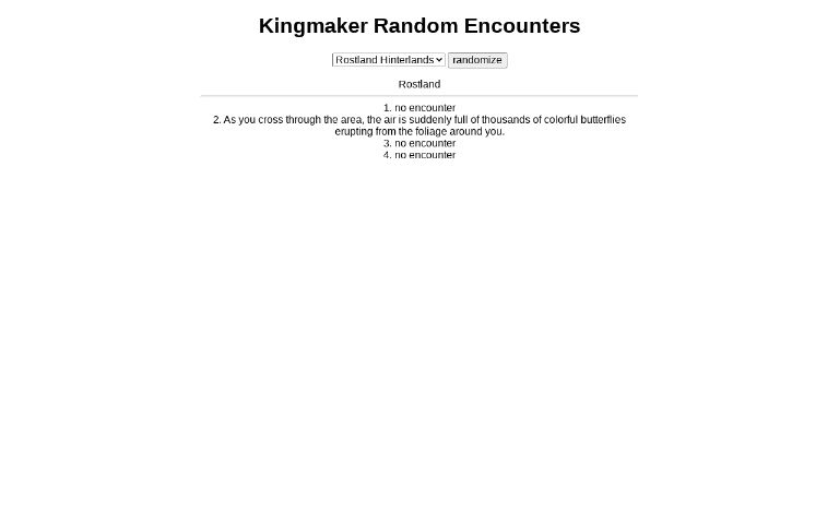 Kingmaker Random Encounters ― Perchance Generator