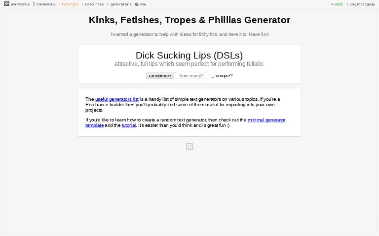 Kinks, Fetishes, Tropes & Phillias Generator