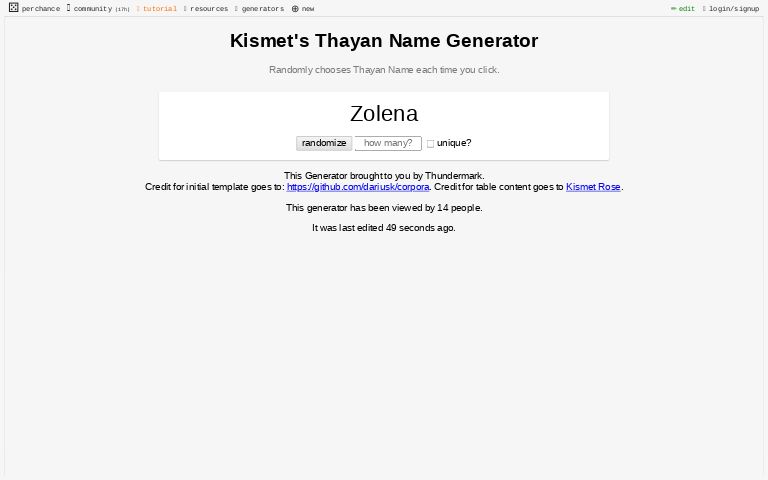Kismet's Thayan Name Generator