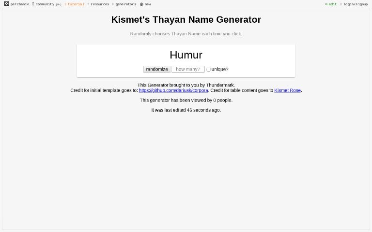 Kismet's Thayan Name Generator