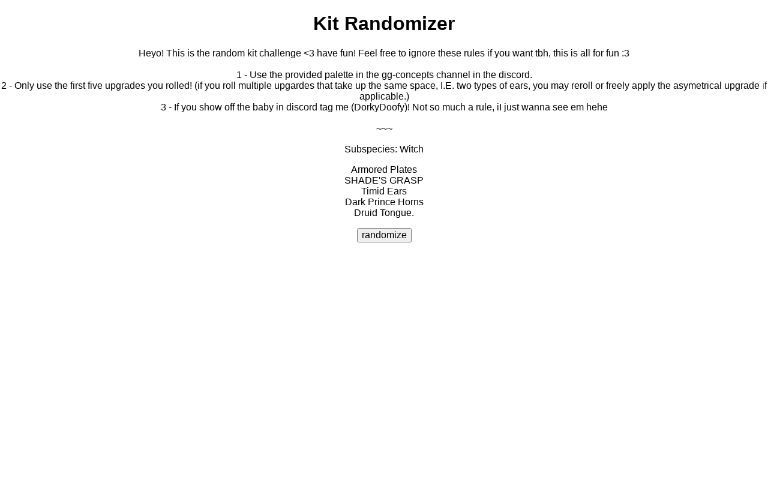 Kit Randomizer ― Perchance Generator