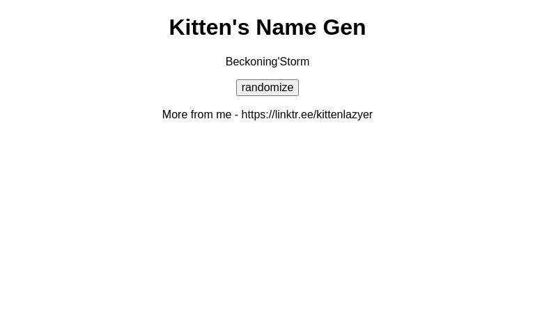 Kitten's Name Gen ― Perchance Generator