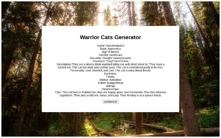 Warrior Cats Generator