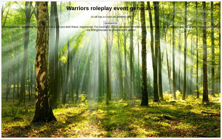 Warriors roleplay event generator