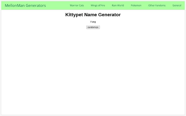 Kittypet Name Generator
