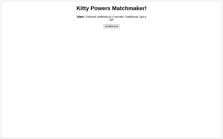 Kitty Powers Matchmaker! ― Perchance Generator