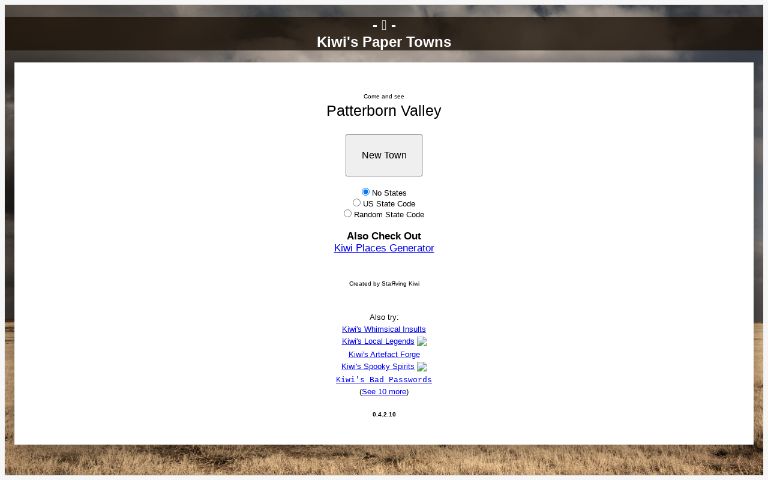 - 🥝 -Kiwi's Paper Towns ― Perchance Generator