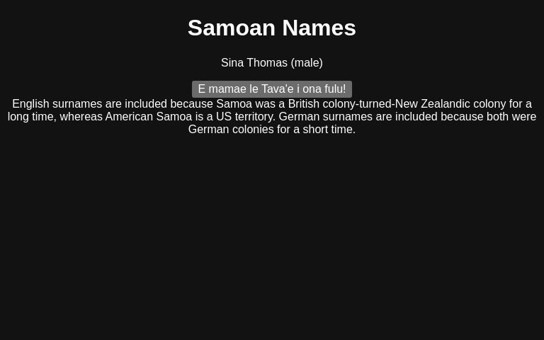 Samoan Names ― Perchance Generator