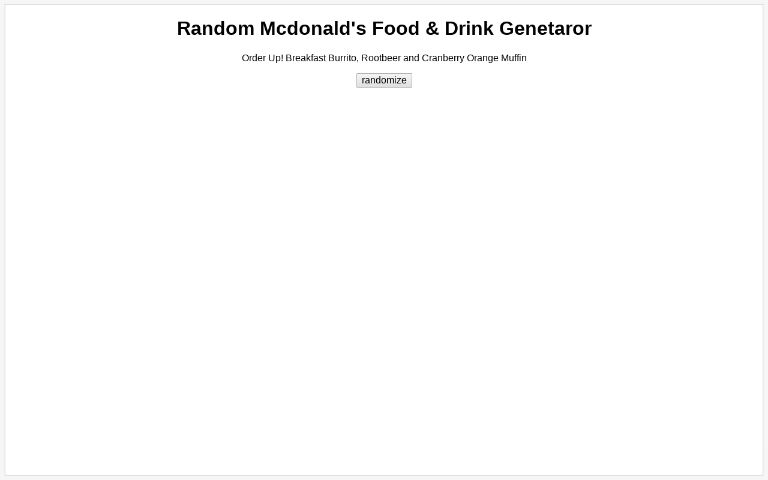 Random Mcdonald's Food & Drink Genetaror ― Perchance Generator