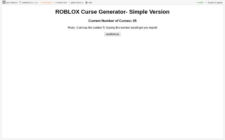 ROBLOX Curse Generator- Simple Version