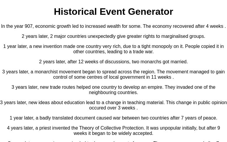 Historical Event Generator